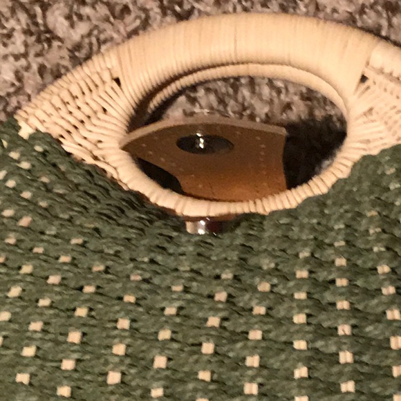 Bags | Green Shell Woven Straw Rattan Purse | Poshmark